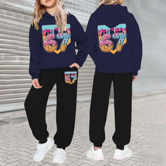 RTKFRFLM Kids Boys Girls Casual Set 2-Piece Hoodie Joggers 67 Number ...