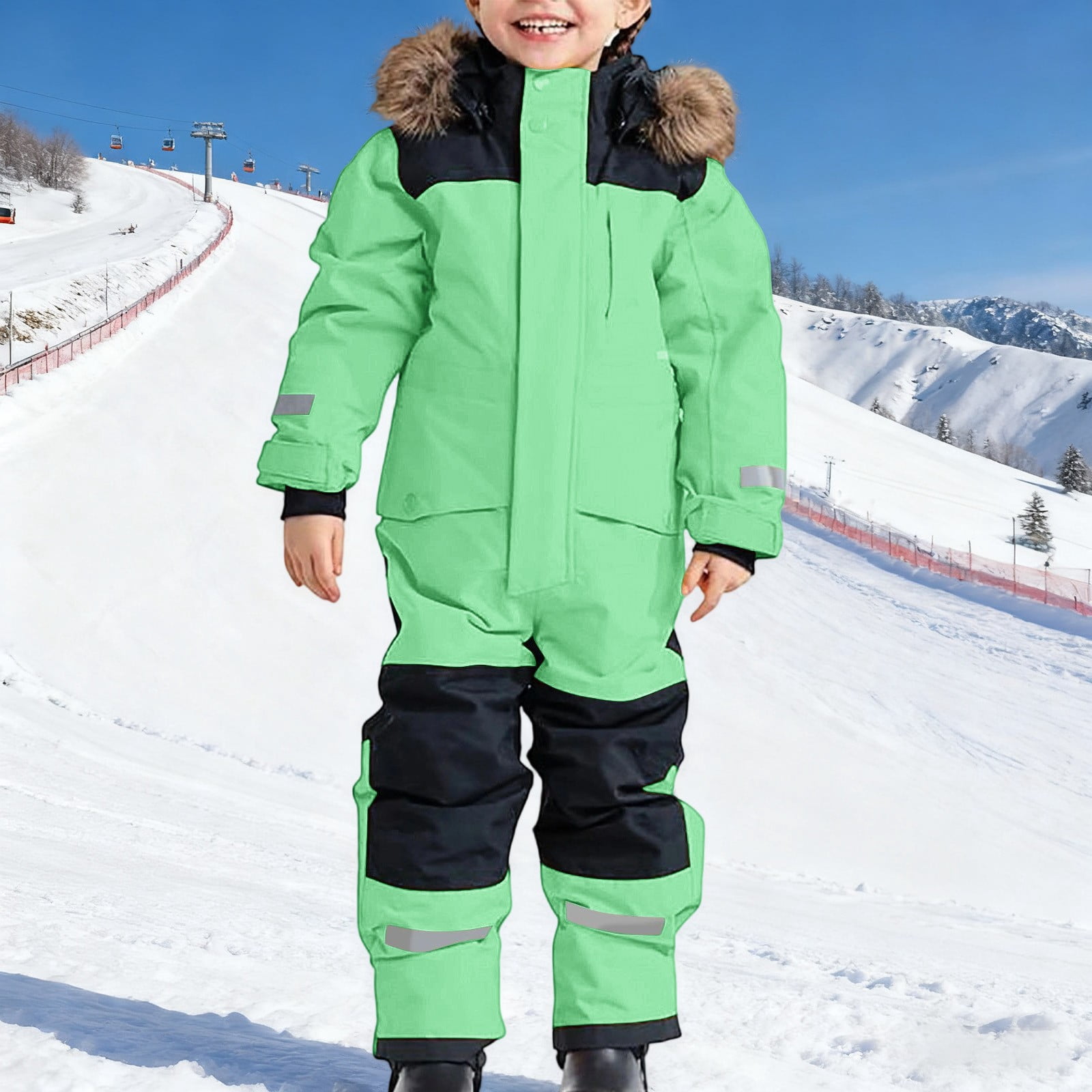 RTKFRFLM Kids One-Piece Ski Suit Waterproof Insulated Snowsuit Winter ...