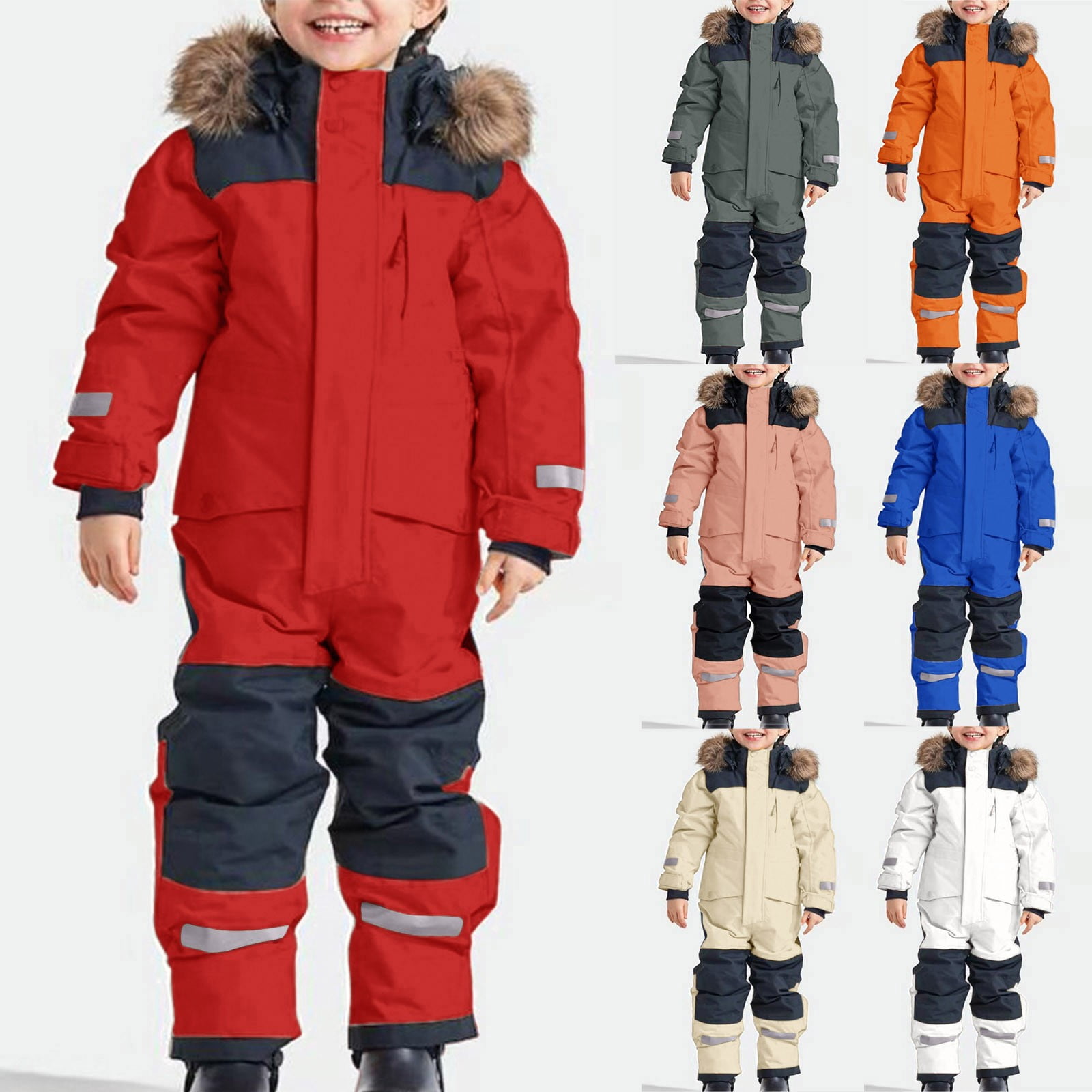 RTKFRFLM Kids One Piece Snowsuit with Reflective Details Waterproof ...