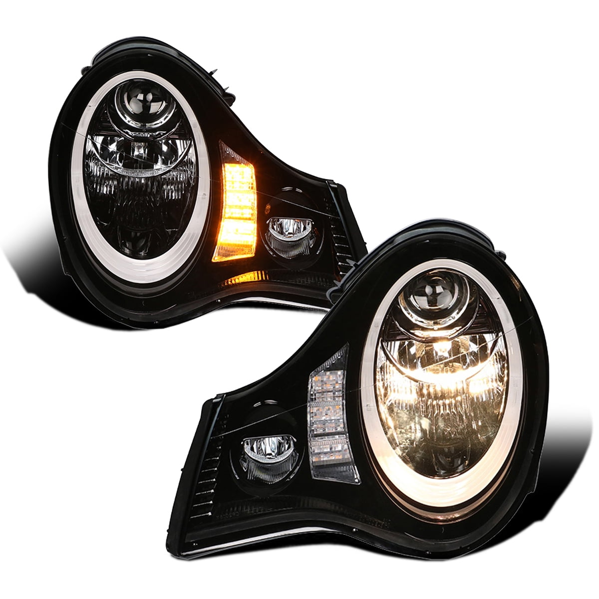 RTMOTO LED Halo Projector Headlights Headlamps Compatible with 2002 ...