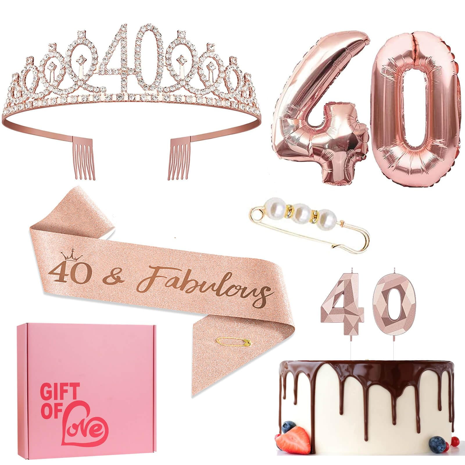 RTOOWETOK 40th Birthday Decorations CM31 for Women, Includes 40th Tiara ...