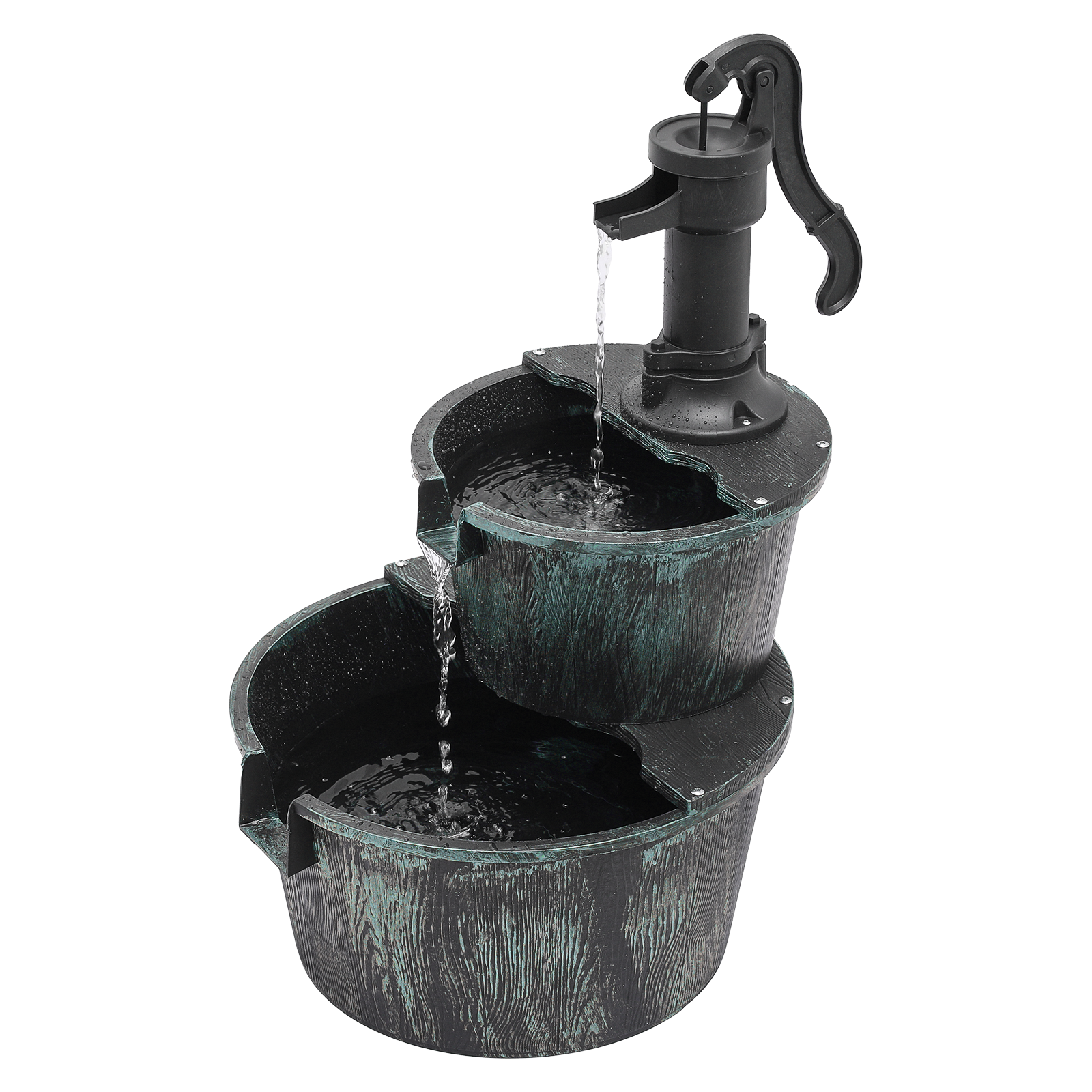 RTRWDC 27" 2-Tier Bird Bath Pedestal Fountain, Green PP Material with ...