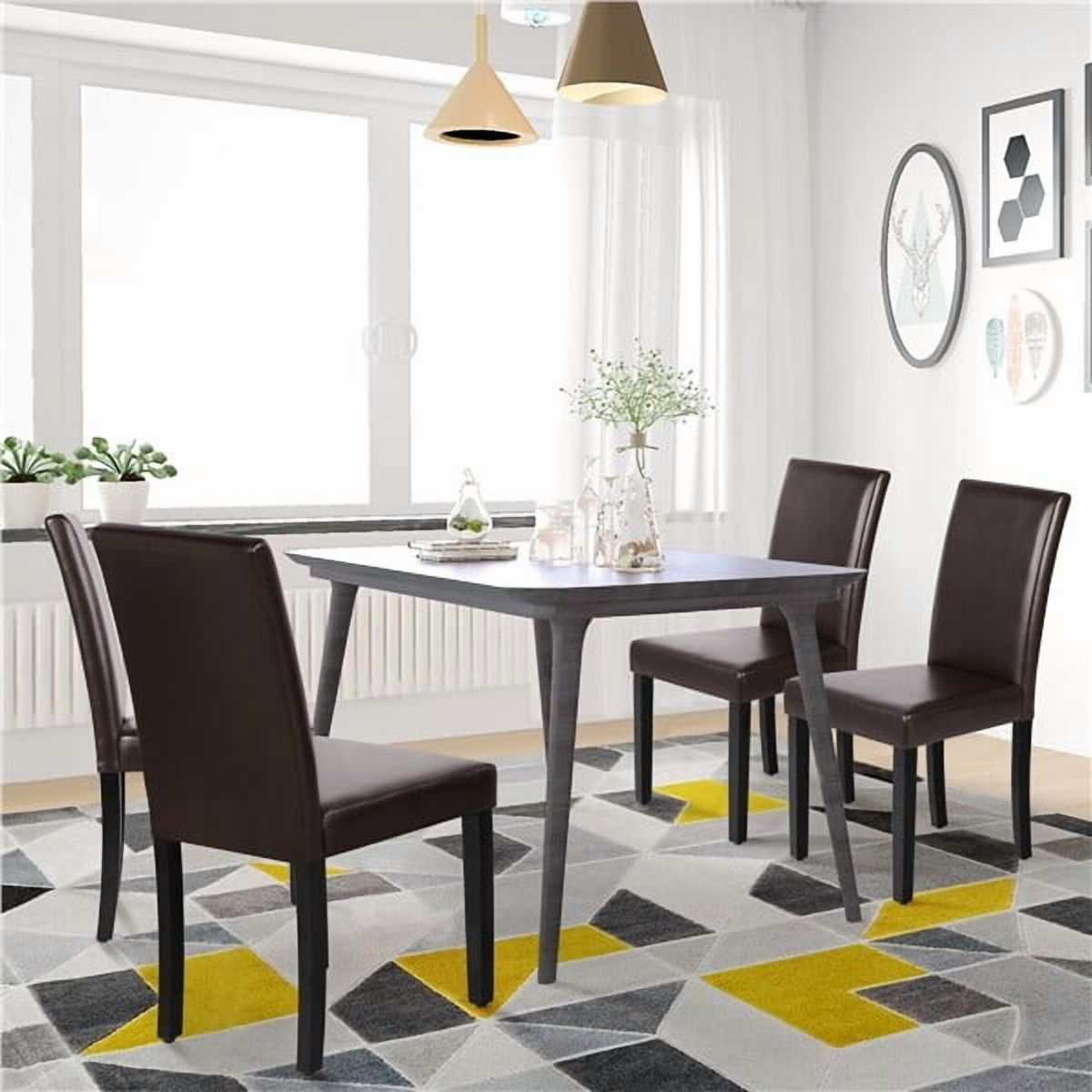 RTRWDC 4-pack modern dining chair - high back cushioned faux leather ...