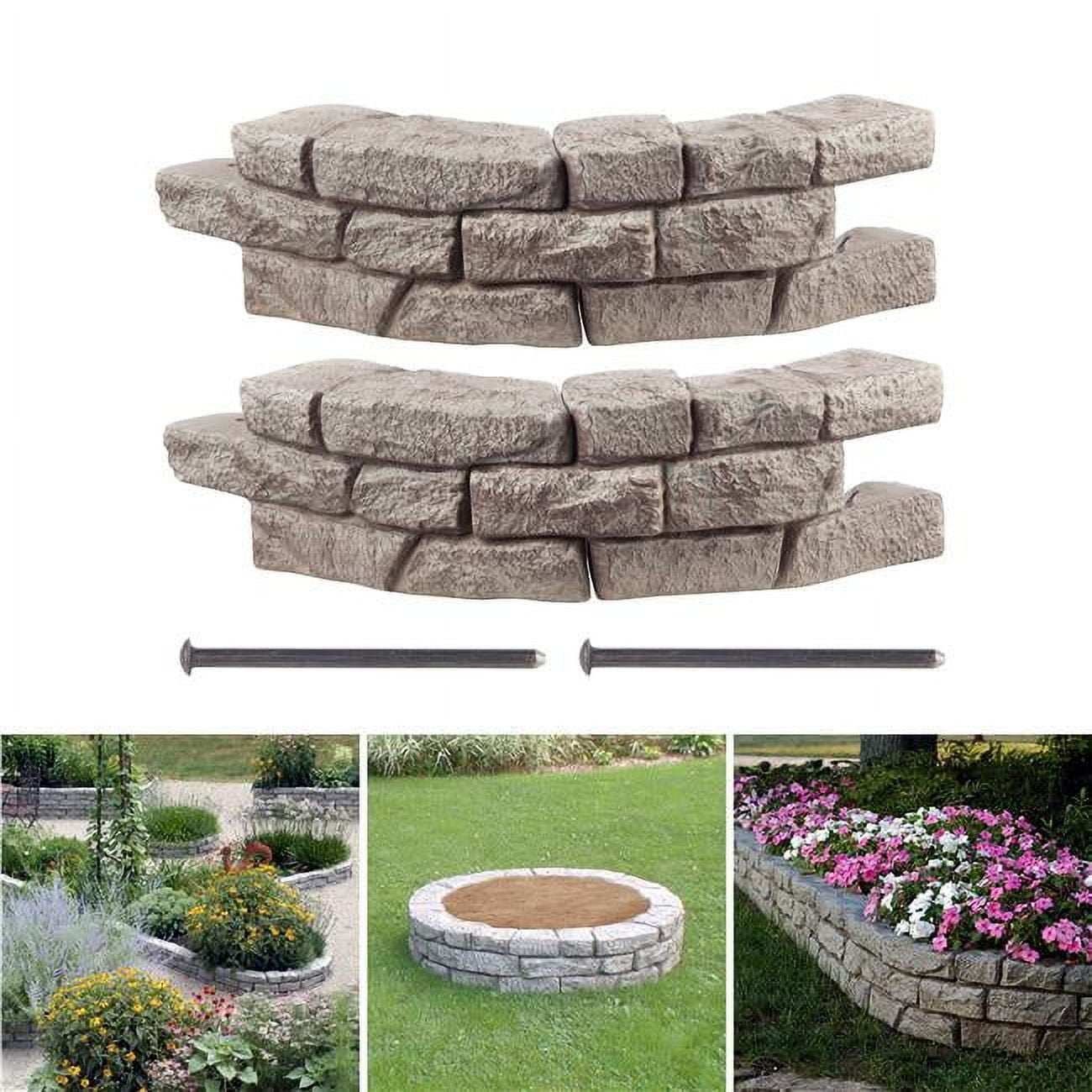 RTS Home Accents - 2pc Curved Rock Lock Landscaping Edging with Stakes ...