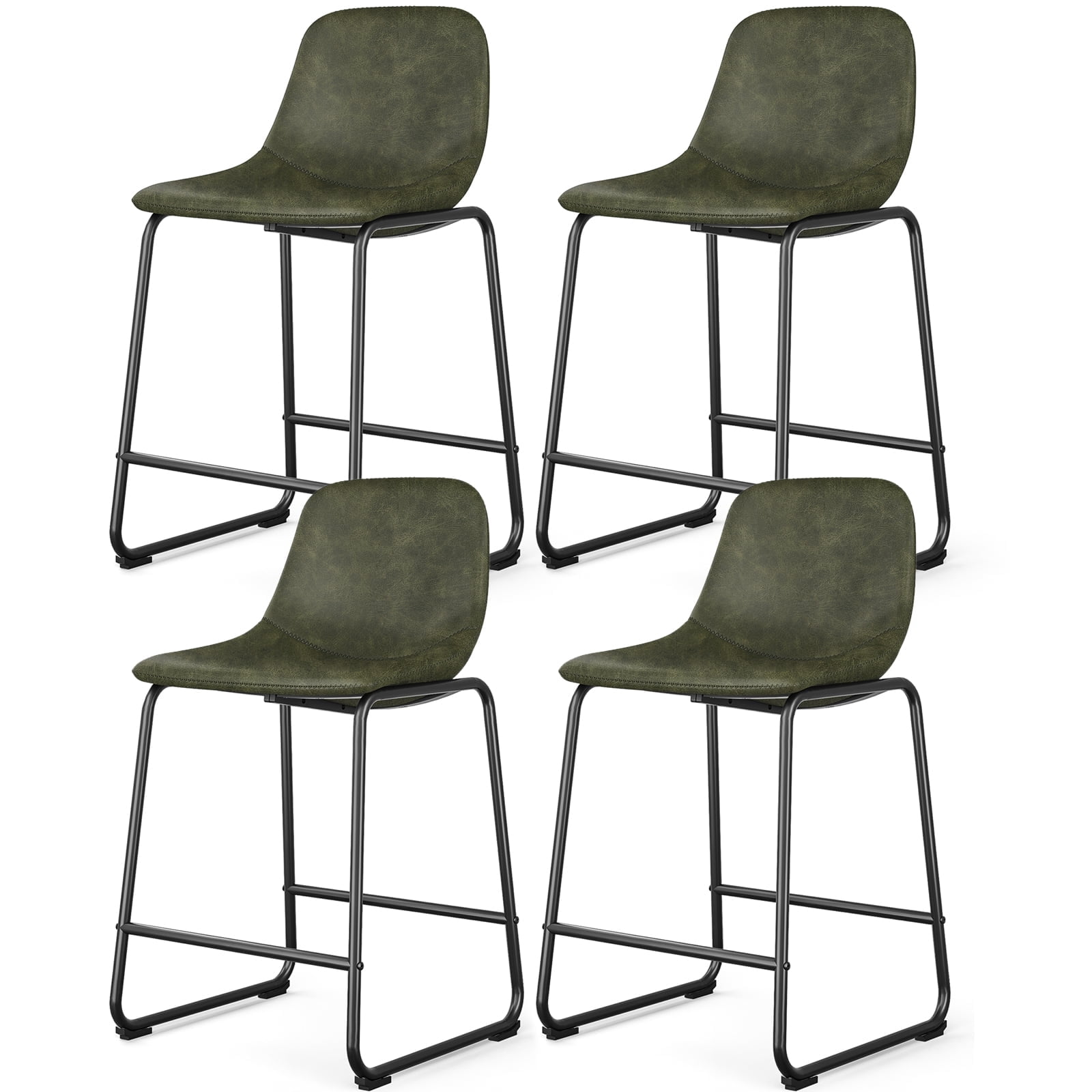 RTVR 24" Bar Stools Set of 4 with Back, Faux Leather for Home Kitchen ...
