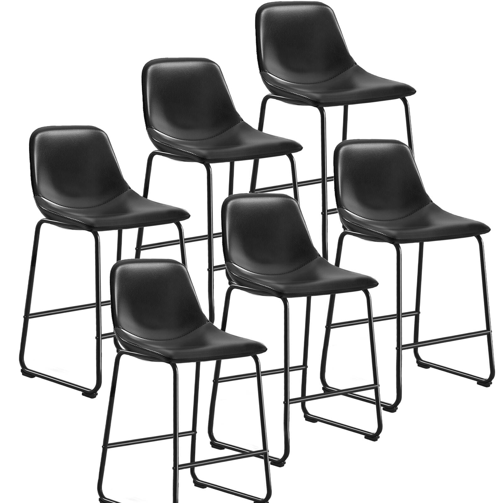 RTVR Counter Height Bar Stools Set of 6,Modern Faux Leather Barstools ...