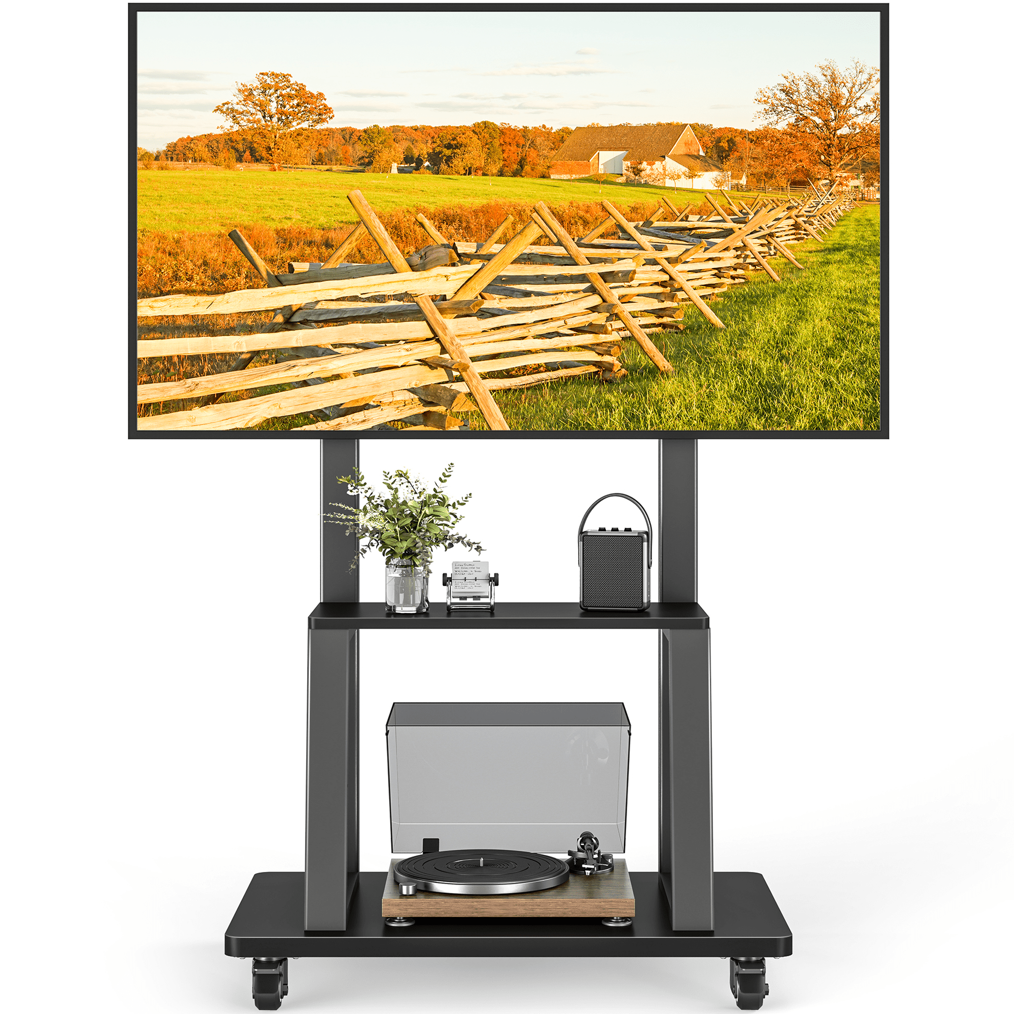 RTVR Rolling TV Stand with Wheels for 37-75 inch Screens, Portable ...