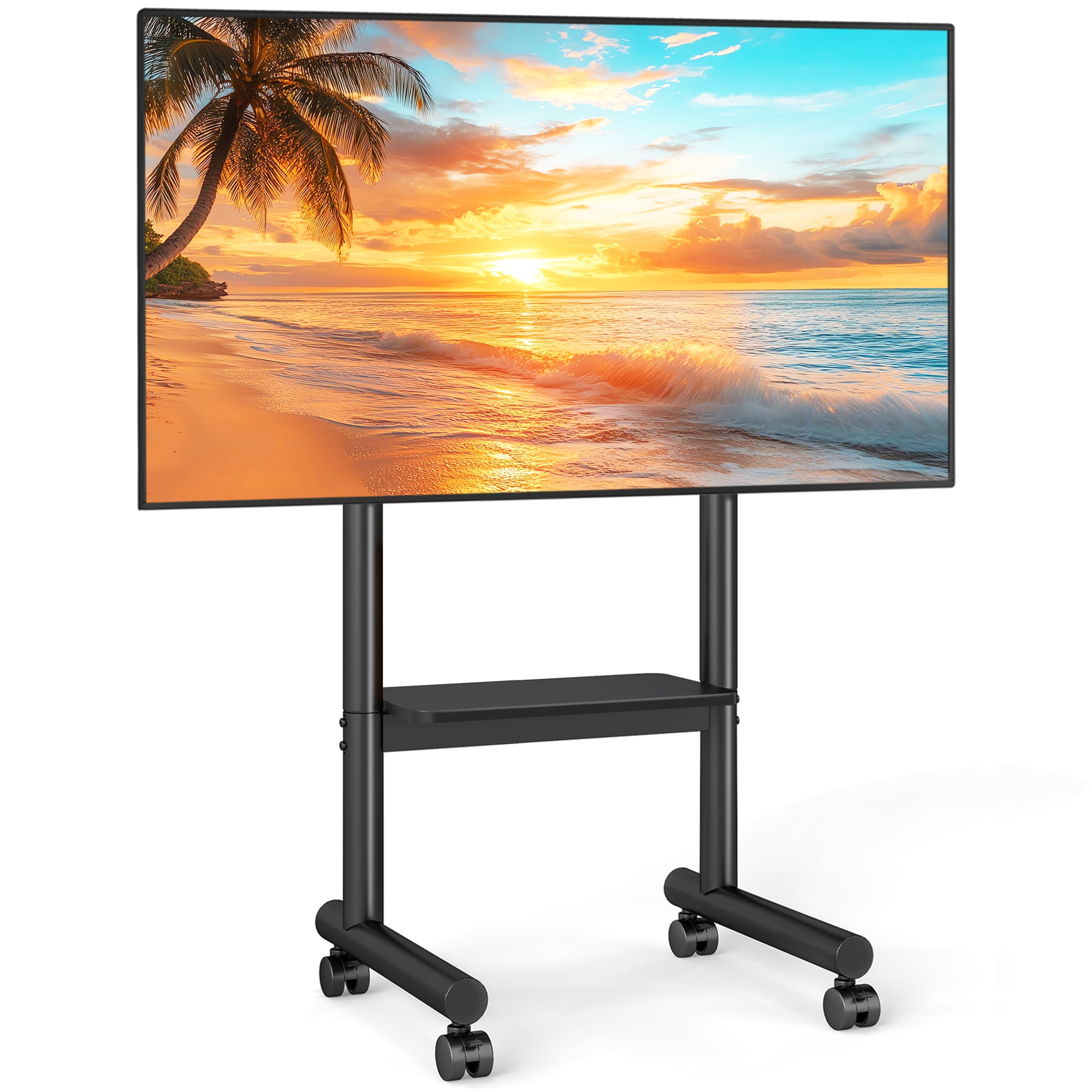 RTVR Rolling TV Stand with Locking Wheels - Height Adjustable 43.6"-49. ...