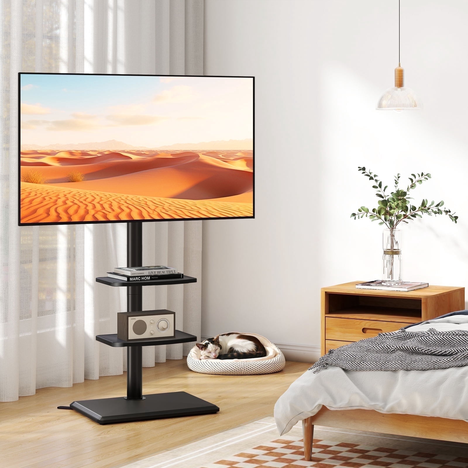 RTVR Universal Corner TV Stand with Swivel Mount, Tilt Floor TV Stand ...