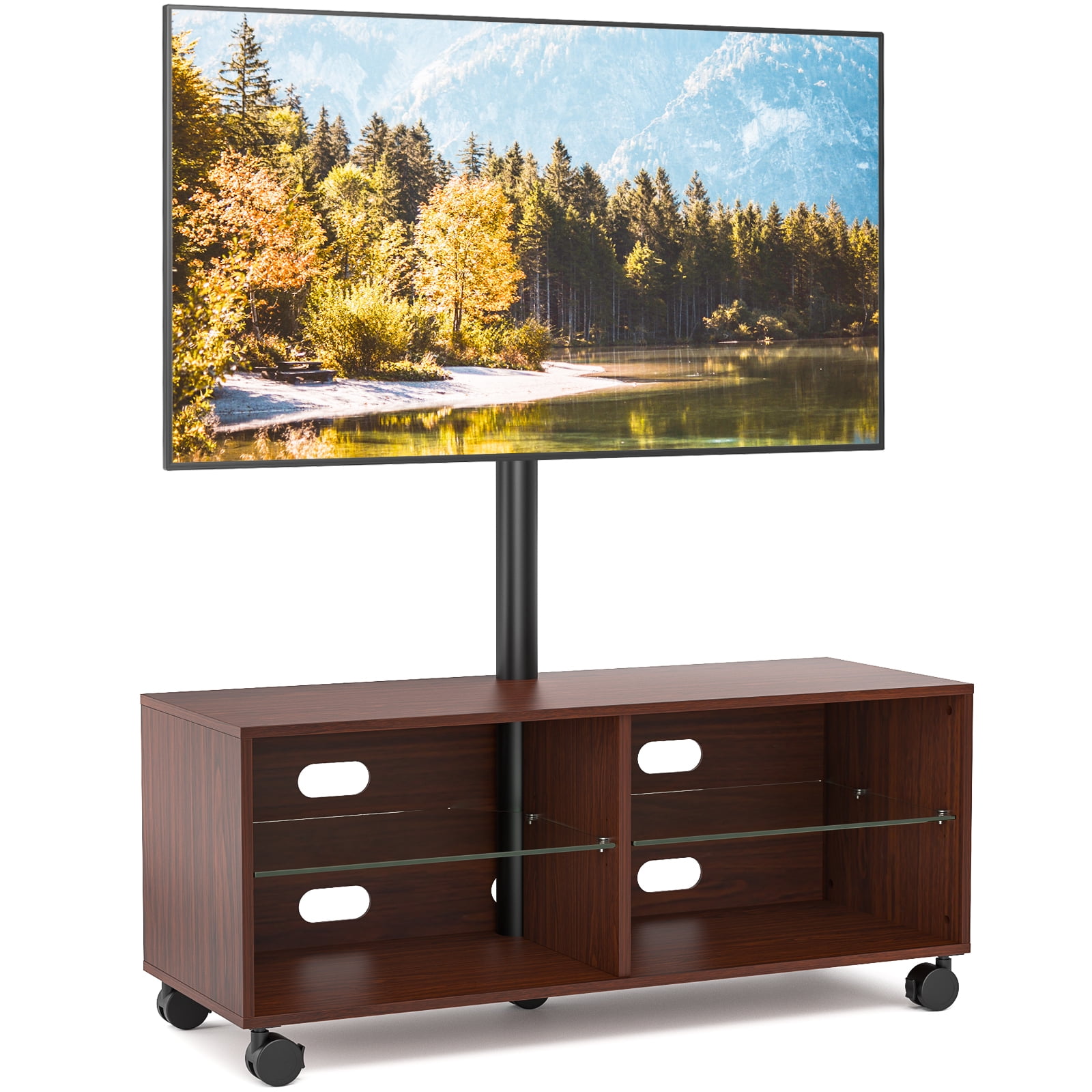 Wood Tv Stand Wheels Large Modern TV Cabinet With Sliding Door