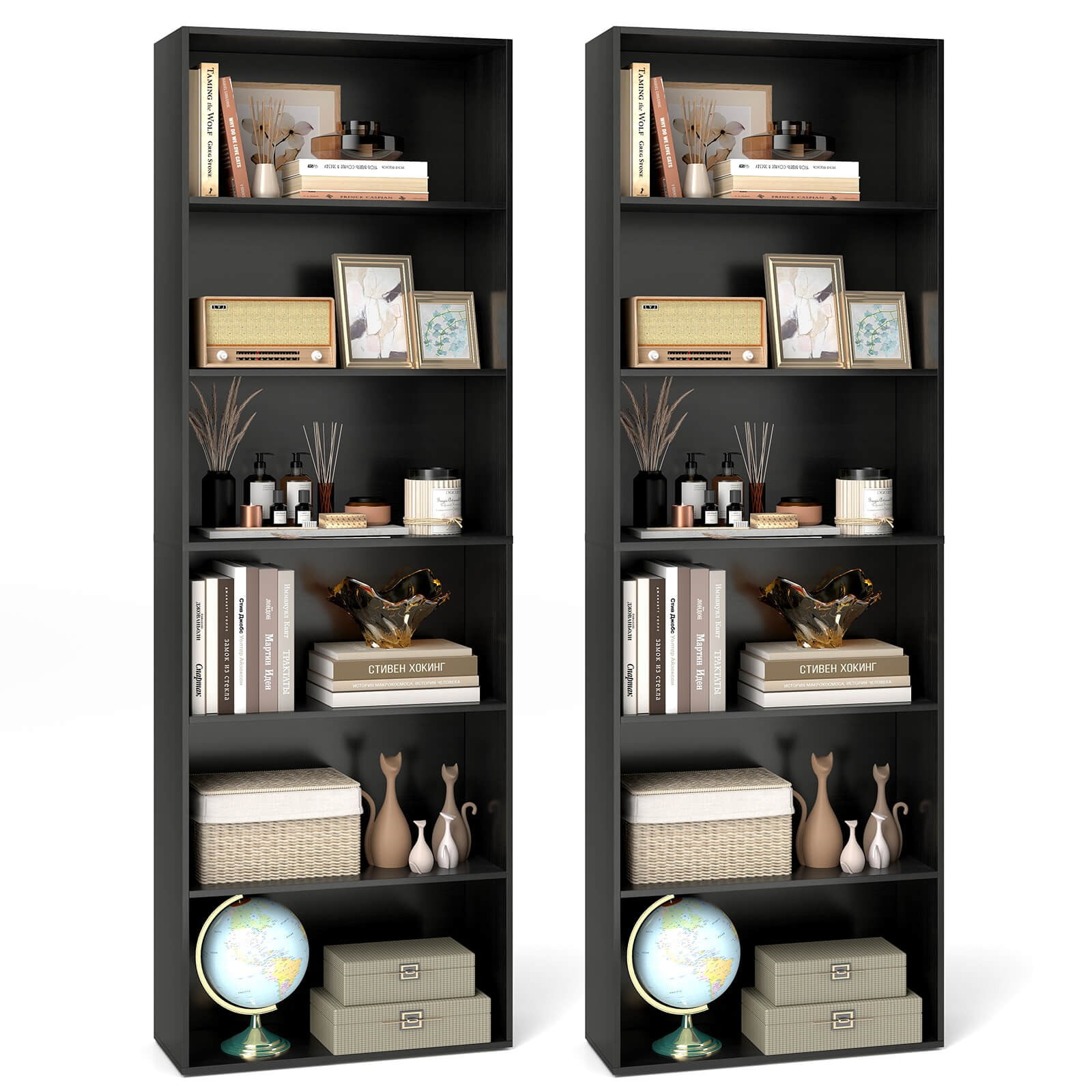 RTYJGD 2-Piece 6-Tier Bookcase - Large-Capacity Open Storage ...