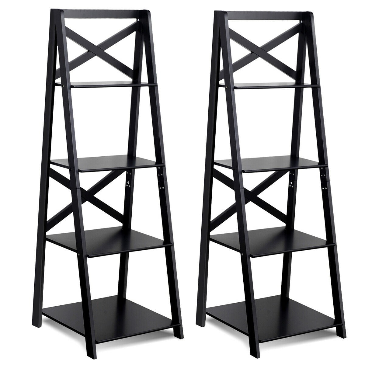 RTYJGD 2-piece set, 4-storey trapezoidal bookshelf, black, modern ...
