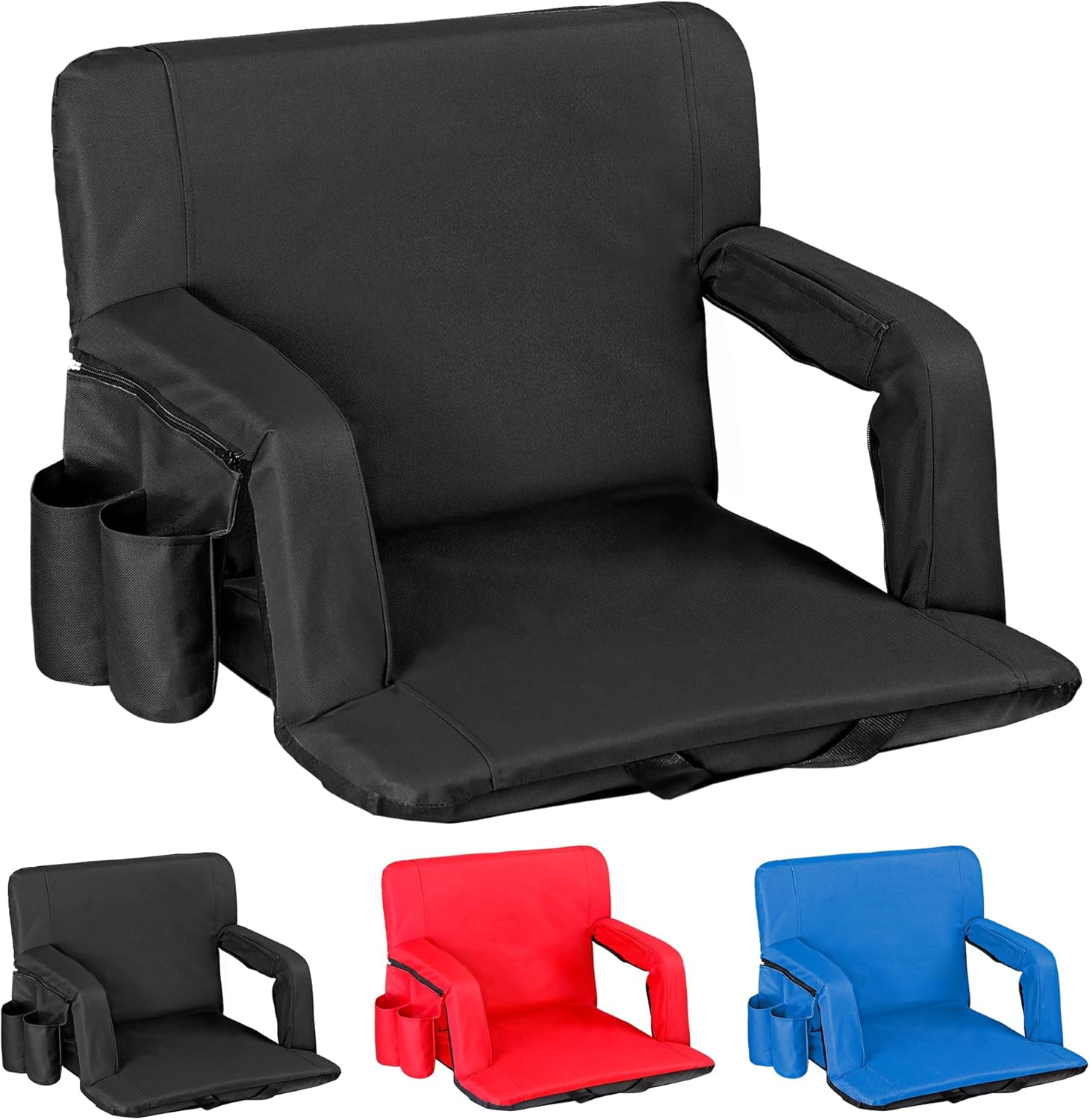 RTYJGD Folding Stadium Seat, Reclining Back with 6 Positions, Arm Rest ...