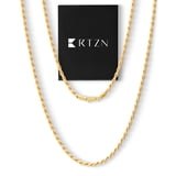 RTZN® 18K Gold Rope Chain for Men - 3mm Gold Rope Chain Necklaces ...