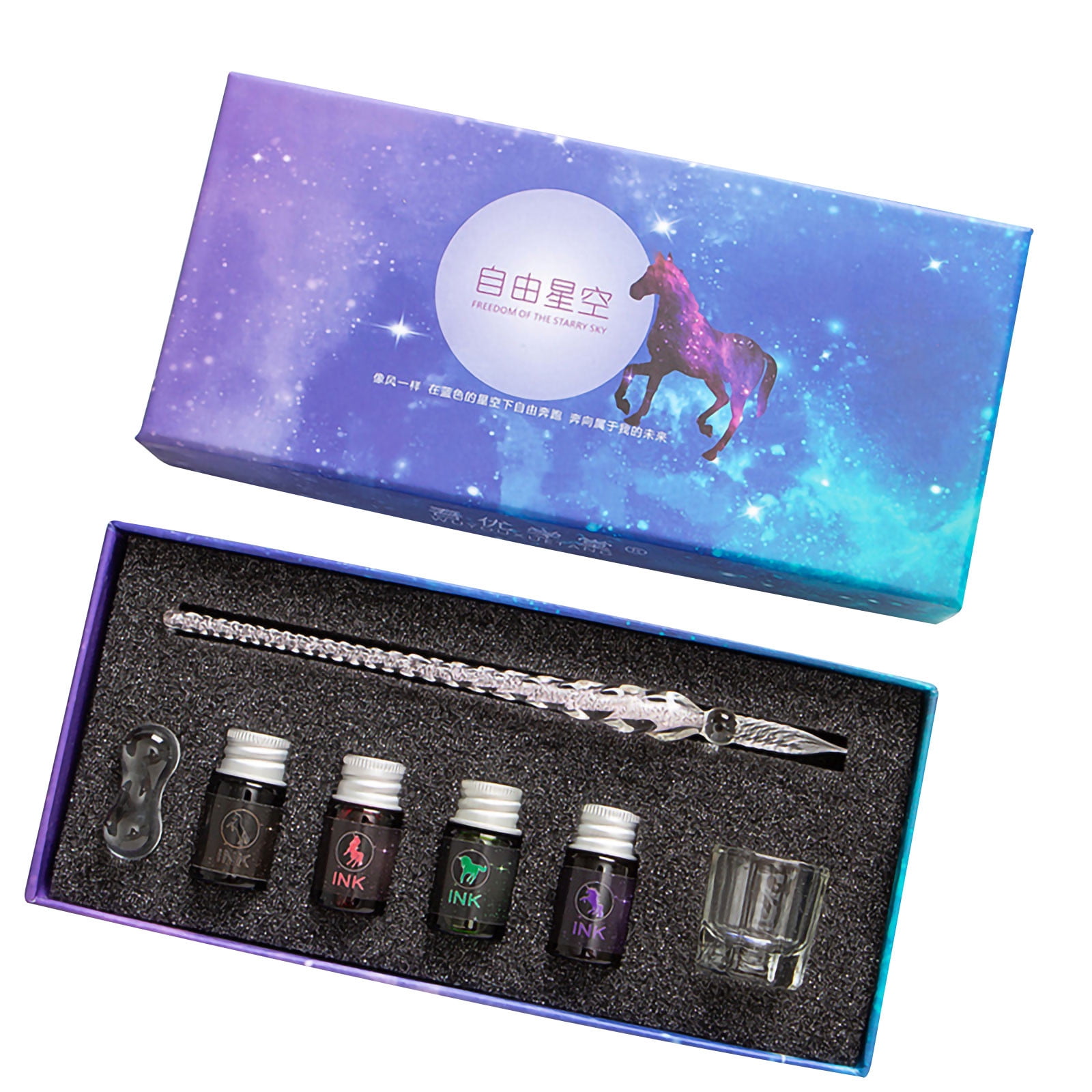 RTjhglhi Crystal Glass Pen Dipping Pen Star Color Ink Glass Star ...