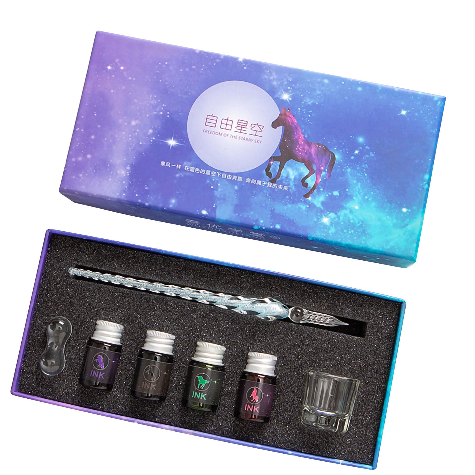 RTjhglhi Crystal Glass Pen Dipping Pen Star Color Ink Glass Star ...