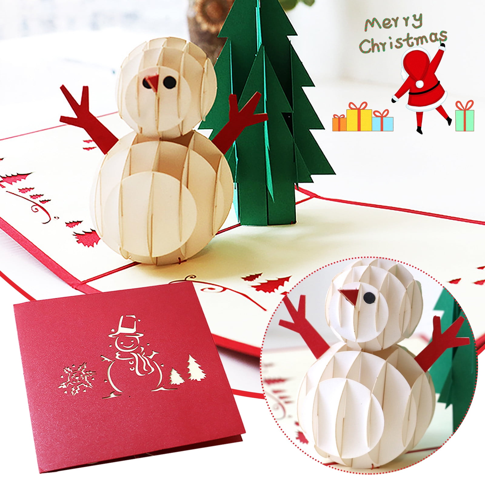 RTjhglhi Diy 3d Greeting Handmade Christmas Sculpture Postcard Card ...