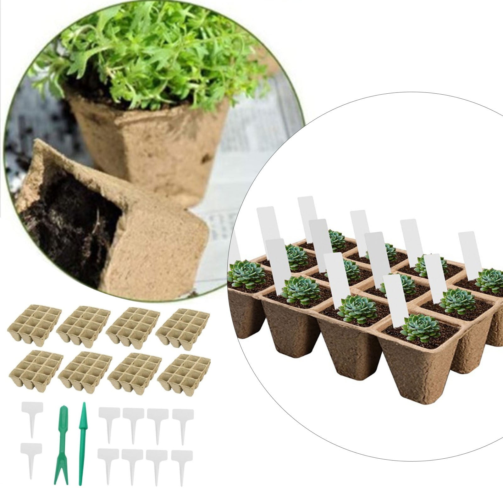 RTjhglhi garden tools 12 Hole Grid Seedling Tray With Paper Pulp Cups ...