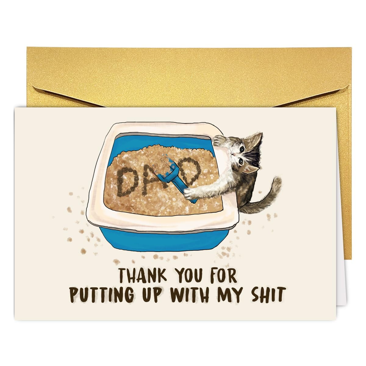 RUALOVE Funny Cat Dad Fathers Day SMRCard for Him, Humorous Dad ...