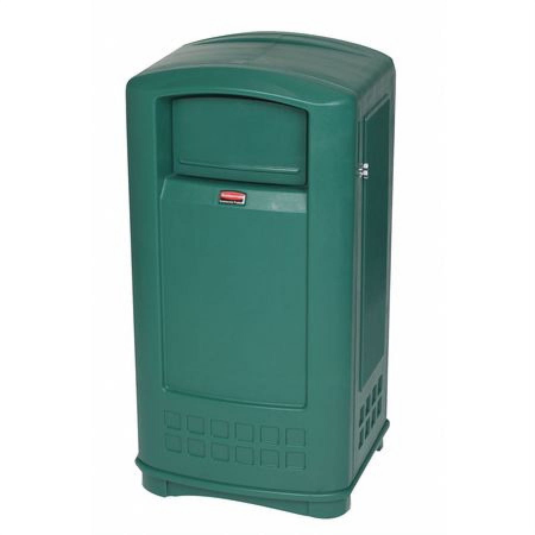 RUBBERMAID FG9P9000DGRN 35 gal. Plastic Rectangular Trash Can , Green ...
