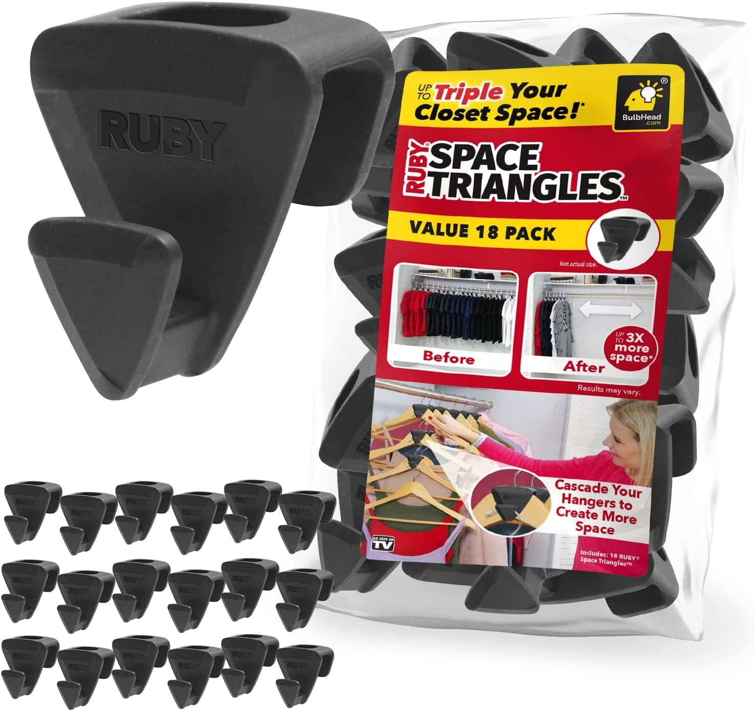 RUBY Space Triangles, Vertical Organizer, Space-Saving Hanger Hooks for ...