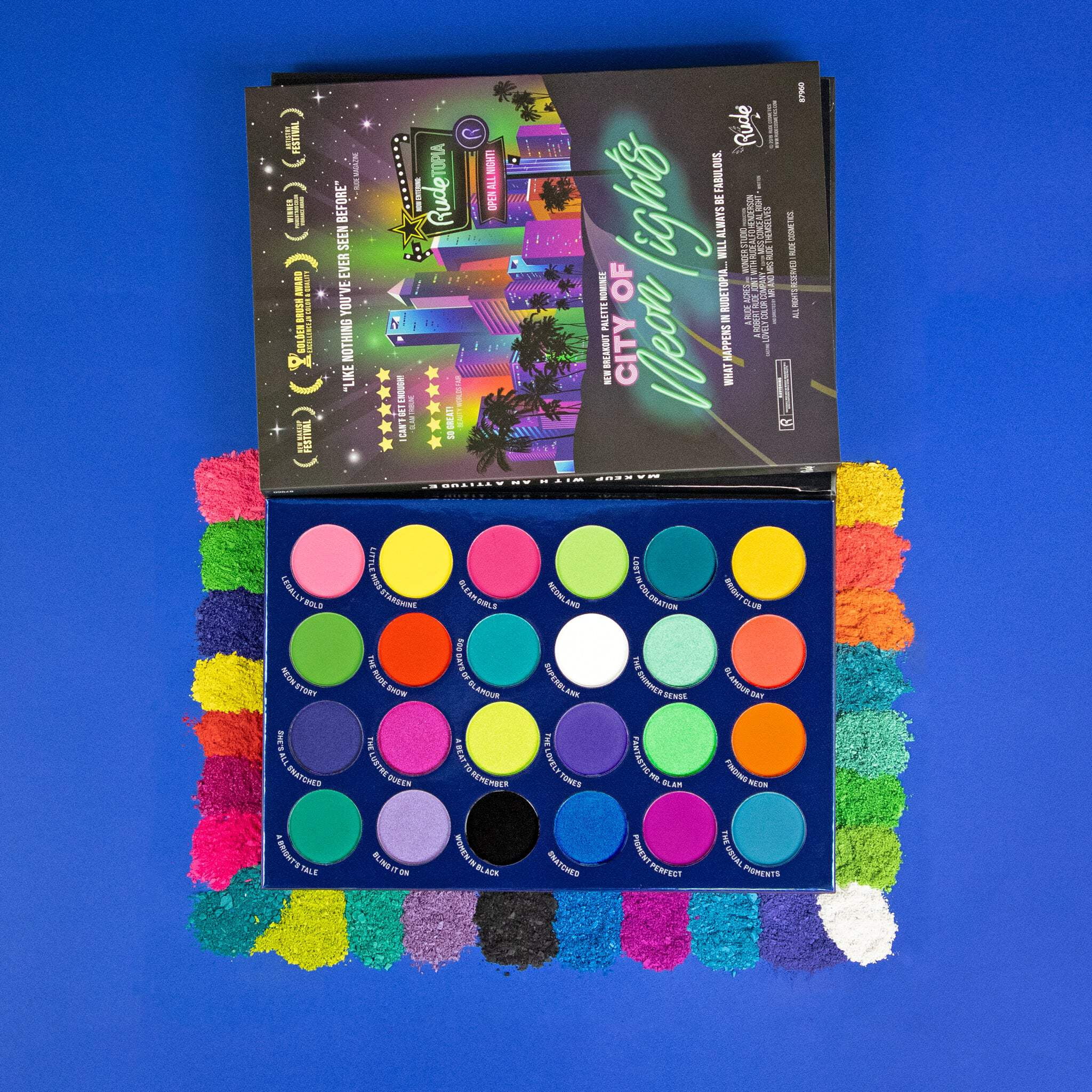 RUDE COSMETICS City of Neon Lights - 24 Vibrant Pigment Eyeshadow ...