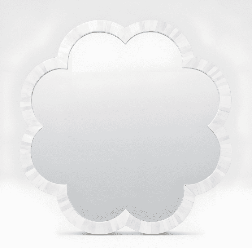 RUDRAKSHA CORPORATION Bone Inlay Mirror Frame, Eight-Lobed Flower ...