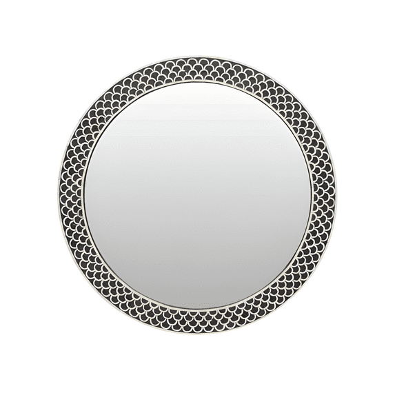 RUDRAKSHA CORPORATION - Modern Round Bone Inlay Mirror – Decorative ...