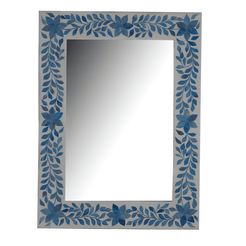 RUDRAKSHA CORPORATION Modern Blue Bone Inlay Rectangle Mirror Frame ...