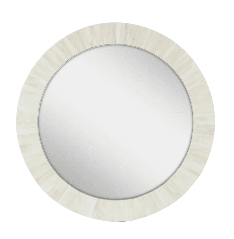 RUDRAKSHA CORPORATION Round Bone Inlay Mirror Frame, Light Beige ...