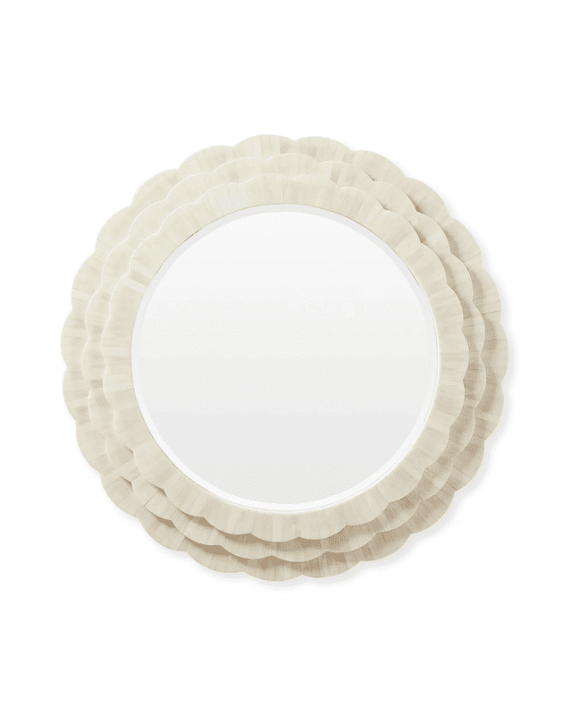 RUDRAKSHA CORPORATION Round Bone Inlay Mirror Frame, Soft Ivory ...