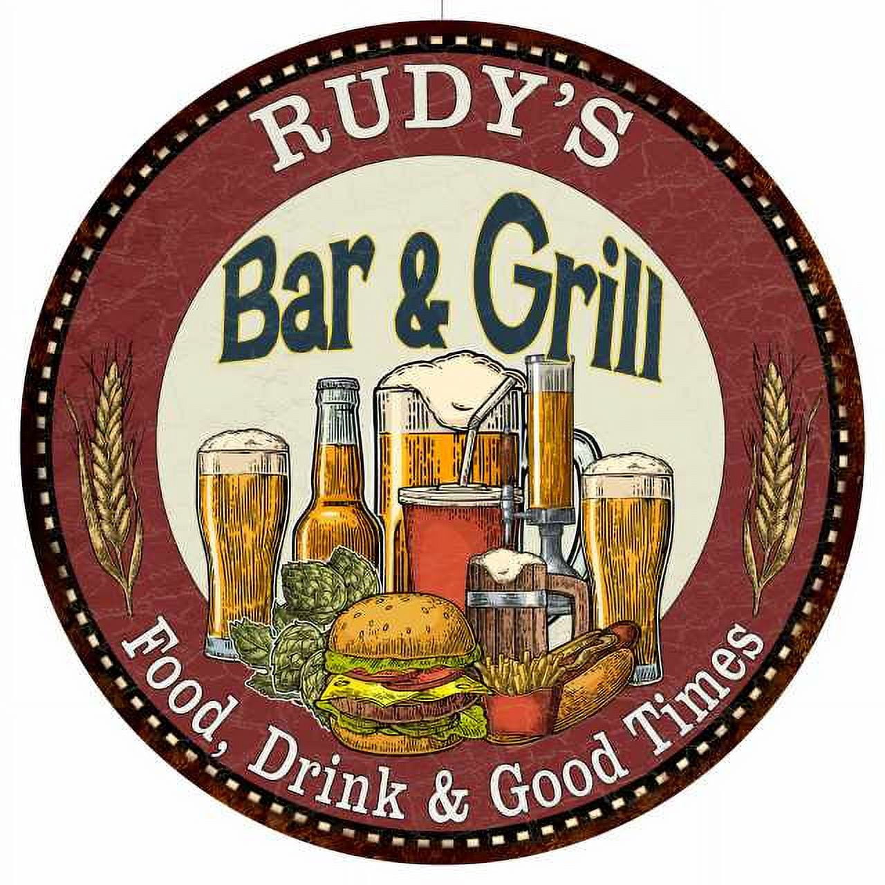 RUDY'S Bar and Grill 14" Round Metal Sign Kitchen Wall Decor ...