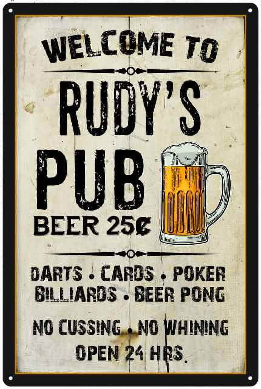 RUDY'S Pub Sign Vintage Man Cave Bar 8 x 12 High Gloss Metal ...