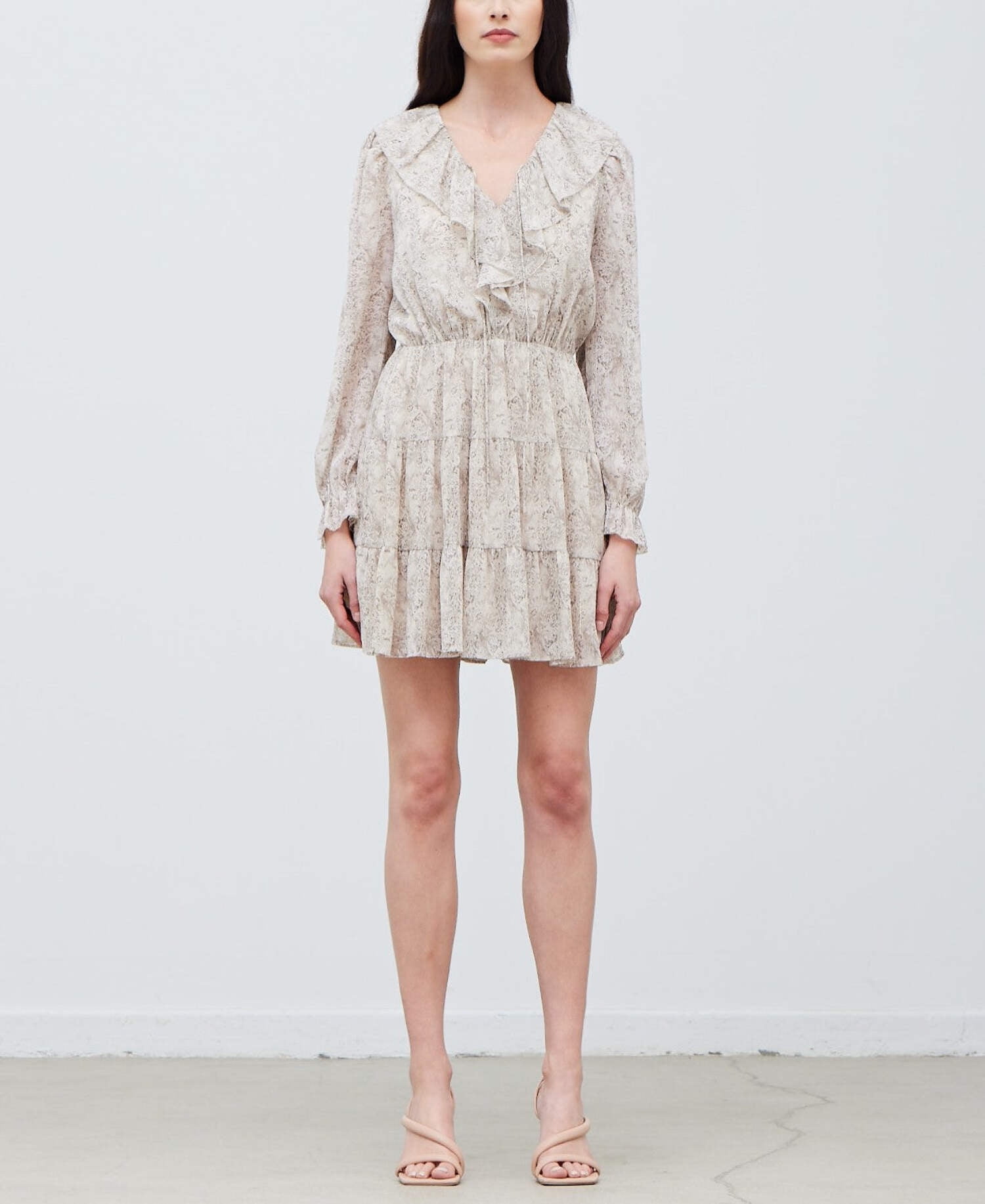 RUFFLED NECK PRINTED MINI DRESS - Walmart.com
