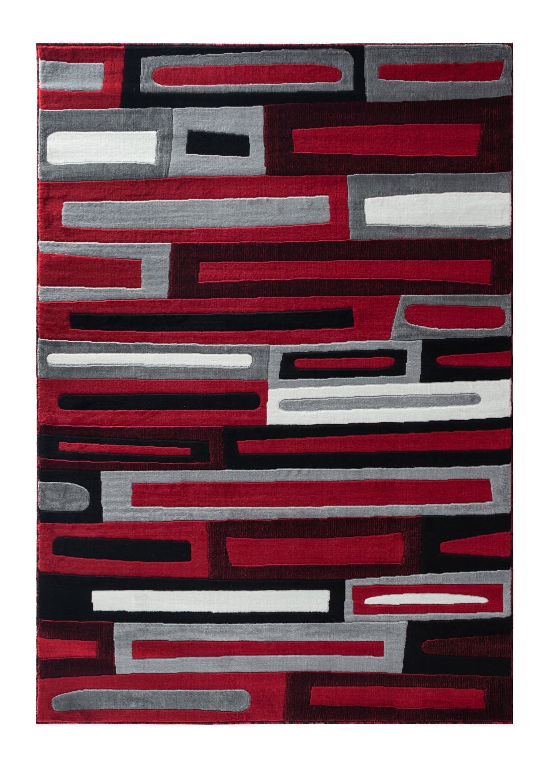 RUG AND DECOR Newport Collection Modern Abstract Design Area Rug Red ...