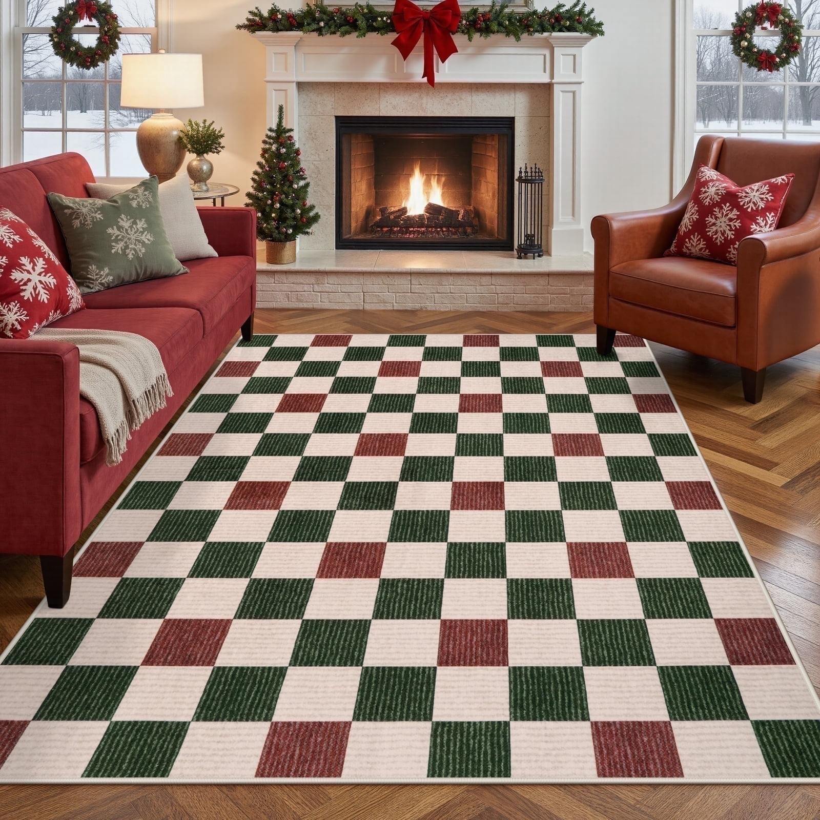 RUG ROBOT 5'x7' Christmas Rugs for Living Room, Washable Non-Slip ...