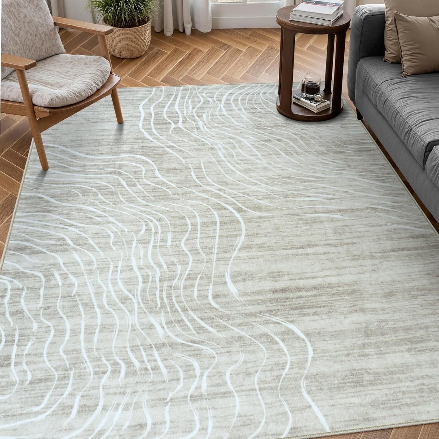 RUG ROBOT 6'x9' Abstract Area Rugs for Living Room, Non-Slip Washable ...
