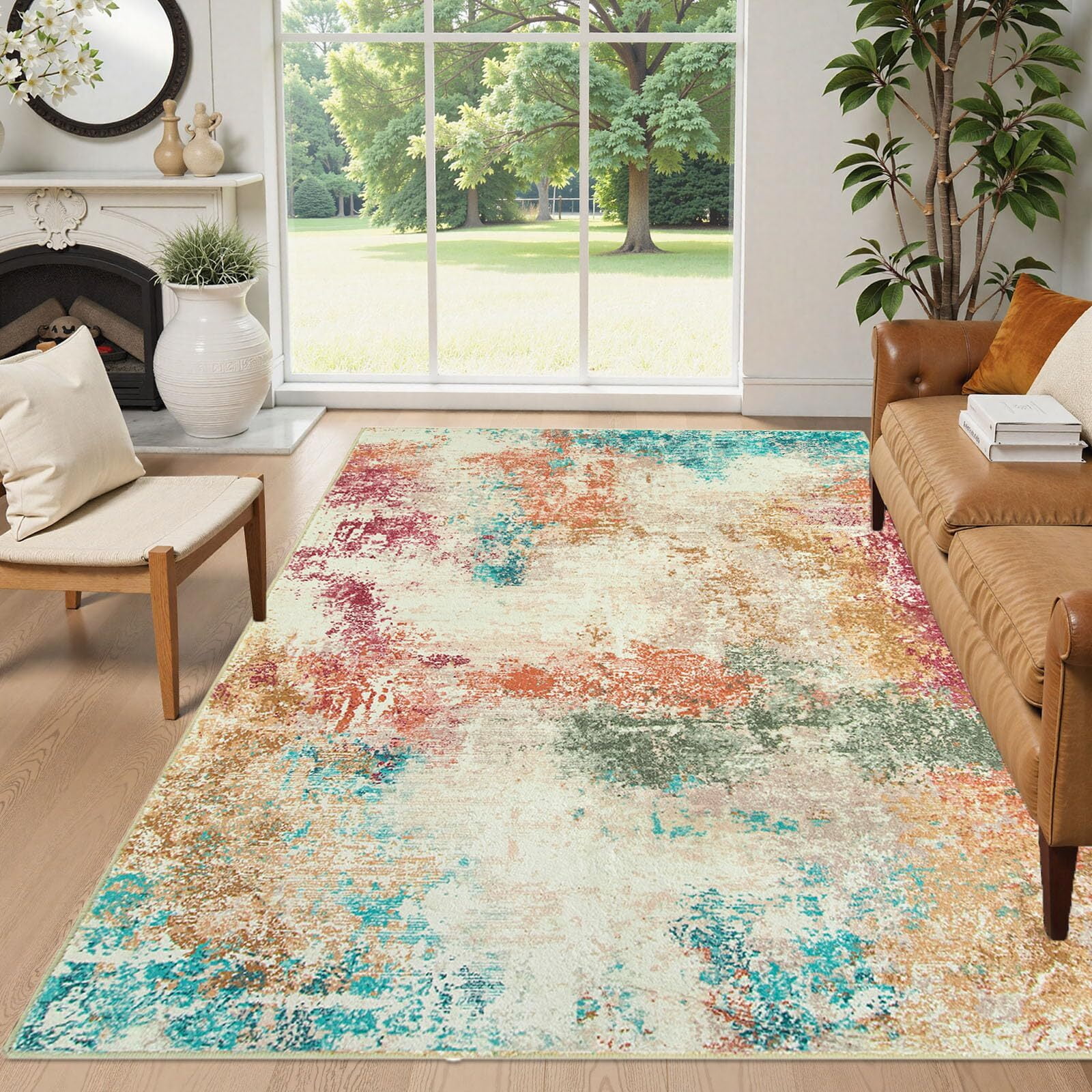 RUG ROBOT Abstract 6'x9' Area Rugs for Living Room, Washable Bedroom ...