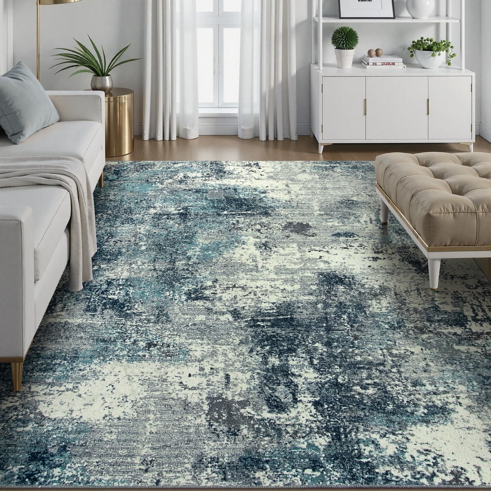 RUG ROBOT Abstract 8'x10' Area Rugs for Living Room, Washable Bedroom ...