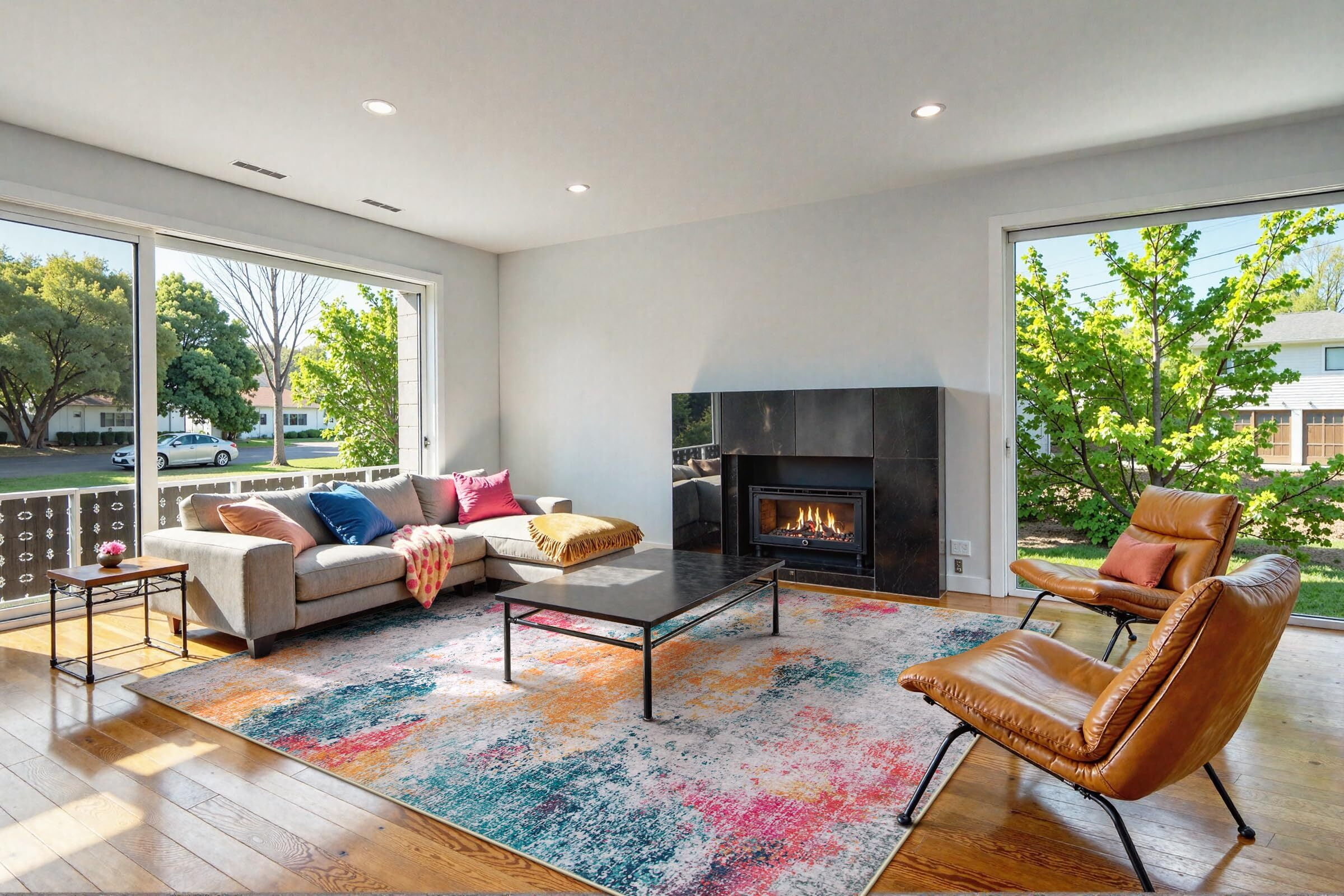 RUG ROBOT Abstract Washable Area Rugs for Living Room 8'x10', Soft ...