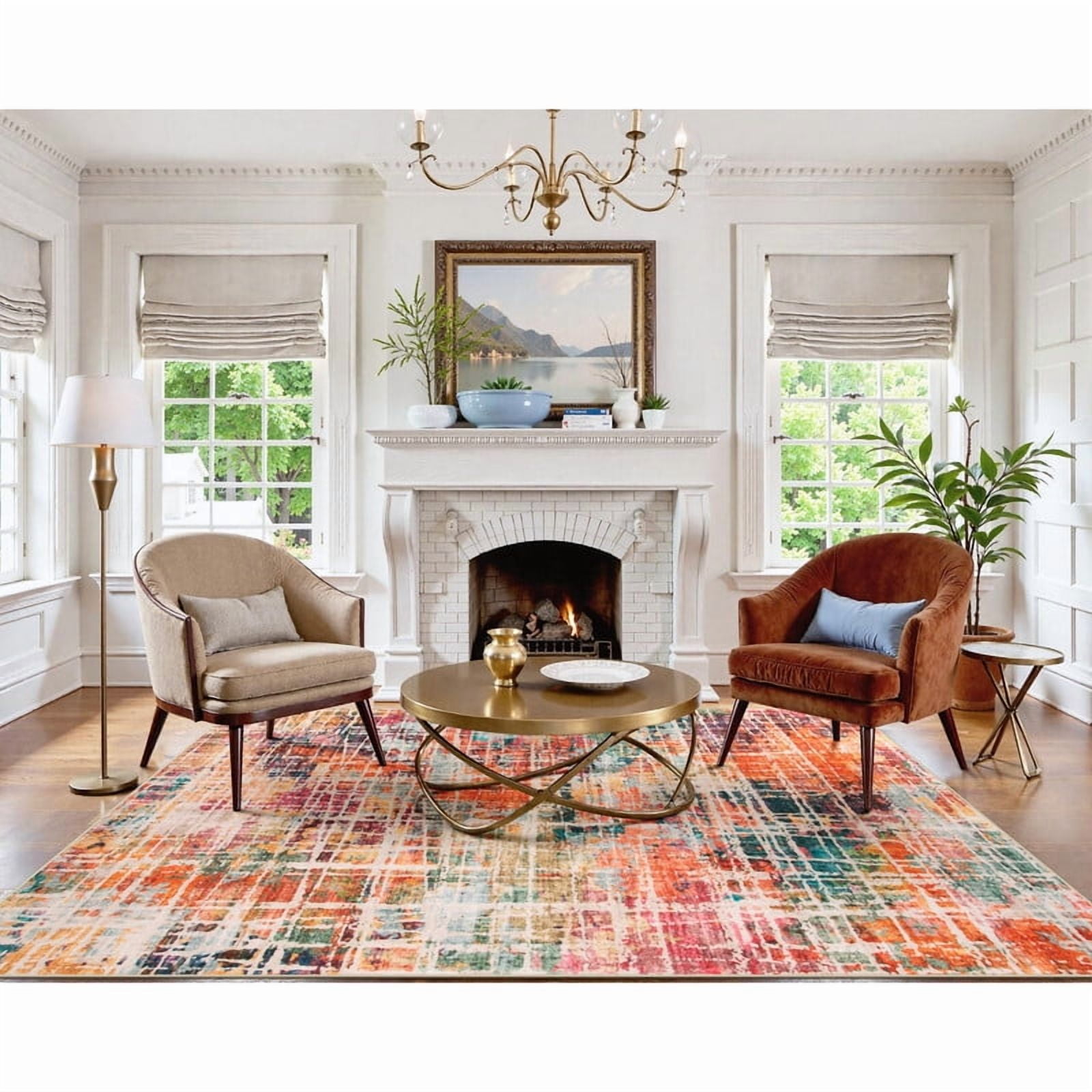 RUG ROBOT Abstract Washable Area Rugs for Living Room 8'x10', Soft ...