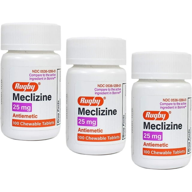 RUGBY LABORATORIES Meclizine HCL 25mg Generic for Bonine Chewable ... RUGBY LABORATORIES Meclizine HCL 25mg Generic for Bonine Chewable ...
