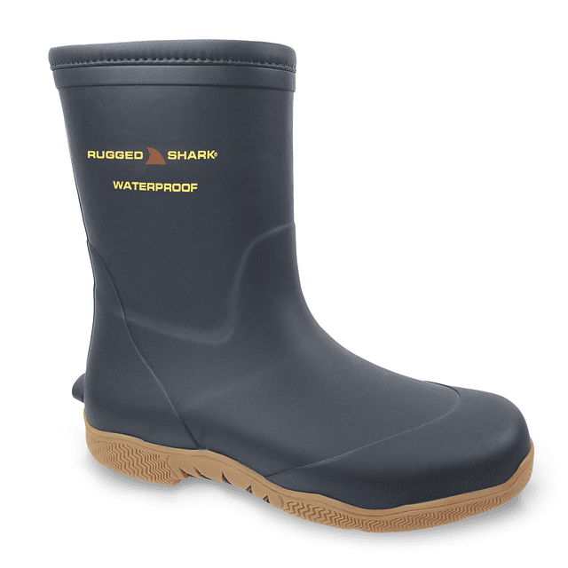 RUGGED SHARK Men's Waterproof Fishing Boots, Rubber Deck Shoes, Non ...