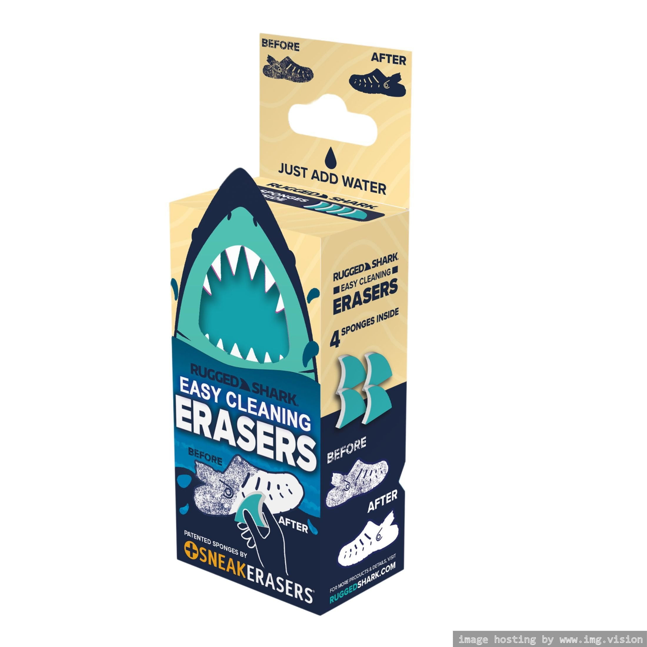 Sneakerasers Rugged Shark Easy Cleaning Eraser, Teal/White,4 Pack - Walmart.com