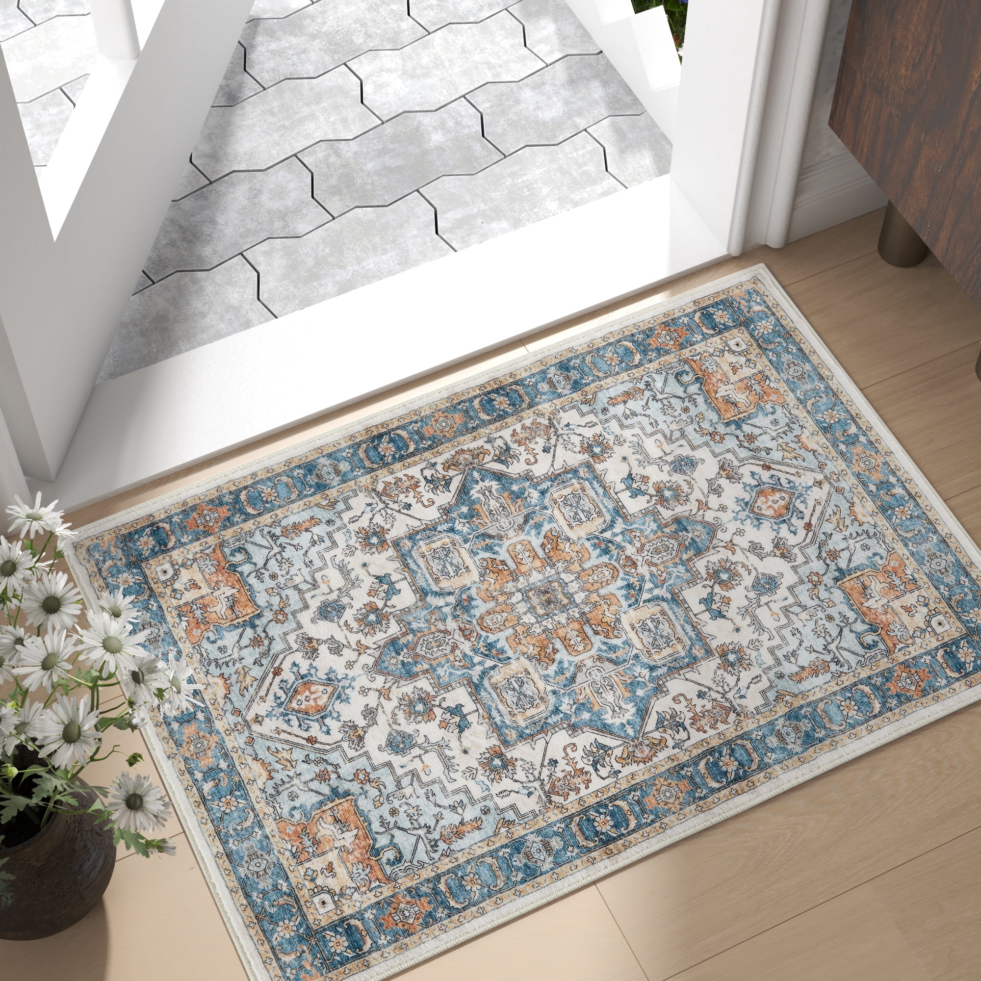 RUGKING 2x3 Area Rug Indoor Entryway Doormat, Vintage Boho Medallion ...