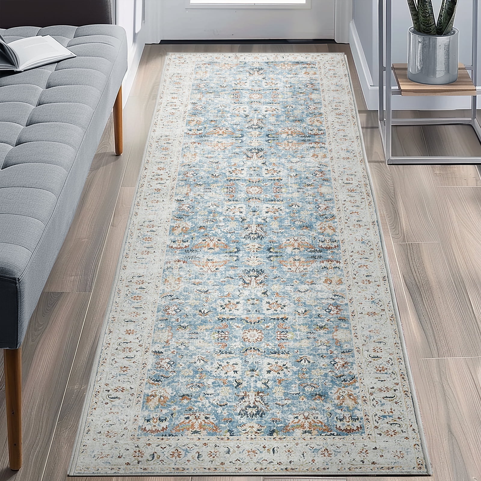 RUGKING Vintage Floral 2x7 Runner Rug, Non-Skid, Ideal for Hall ...