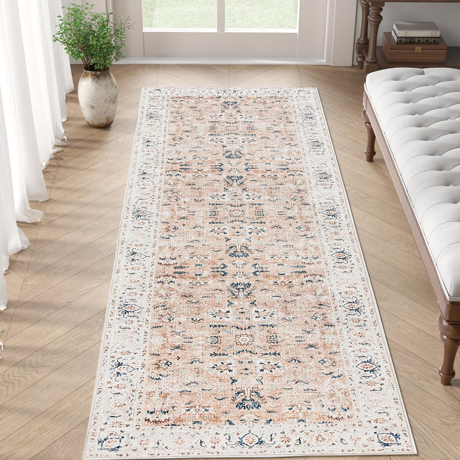 RUGKING Vintage Floral 2x7 Non-Skid Runner Rug for Hall Entrance, Thin ...