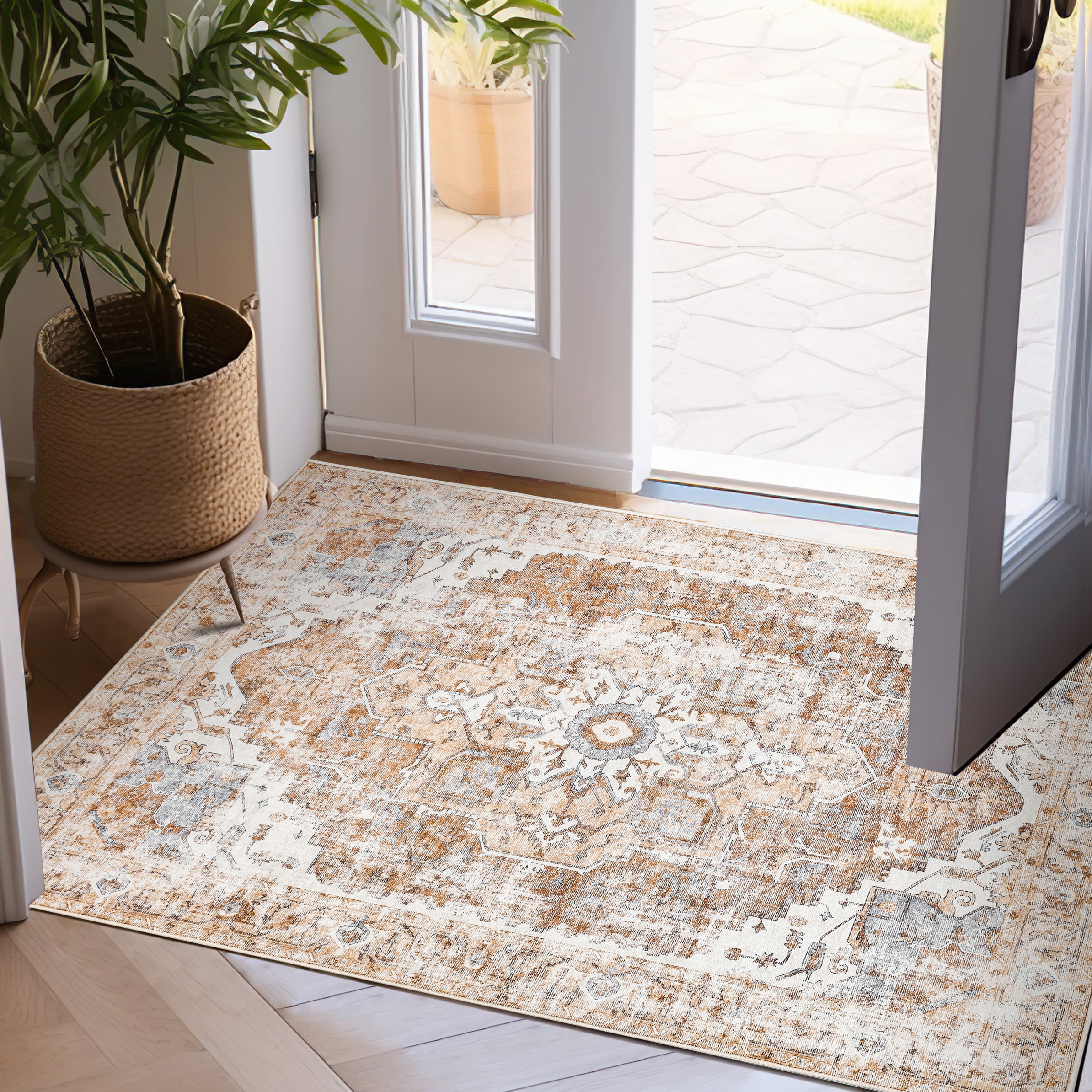 RUGKING Vintage Red Print 2'x3' Indoor Entryway Non-Slip Area Rug ...