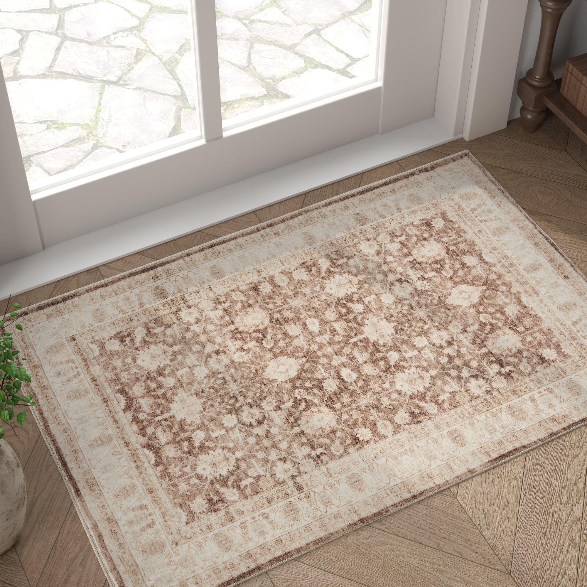 RUGKING Area Rug 3'x5' Taupe Rugs for Bedroom Washable Kitchen Rugs ...