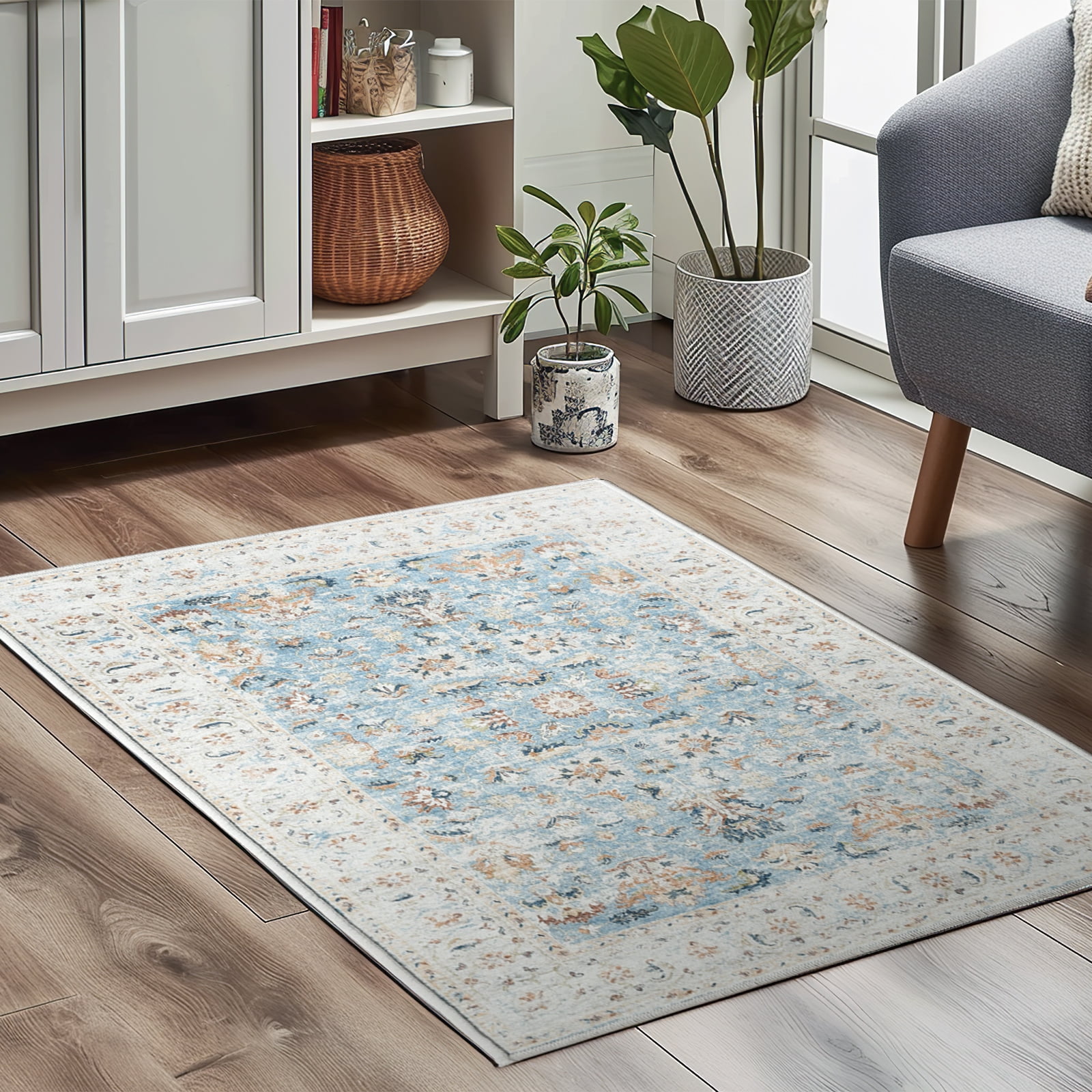 RUGKING 3x5 Vintage Floral Area Rug, Non-Slip, Foldable, for Indoor ...